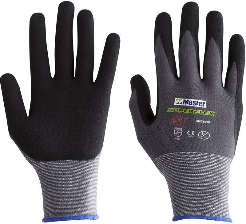 NINJA GLOVE SAFETY SUPERFLEX NITRILE/PU COATED PALM NYLON/LYCRA SHELL ...